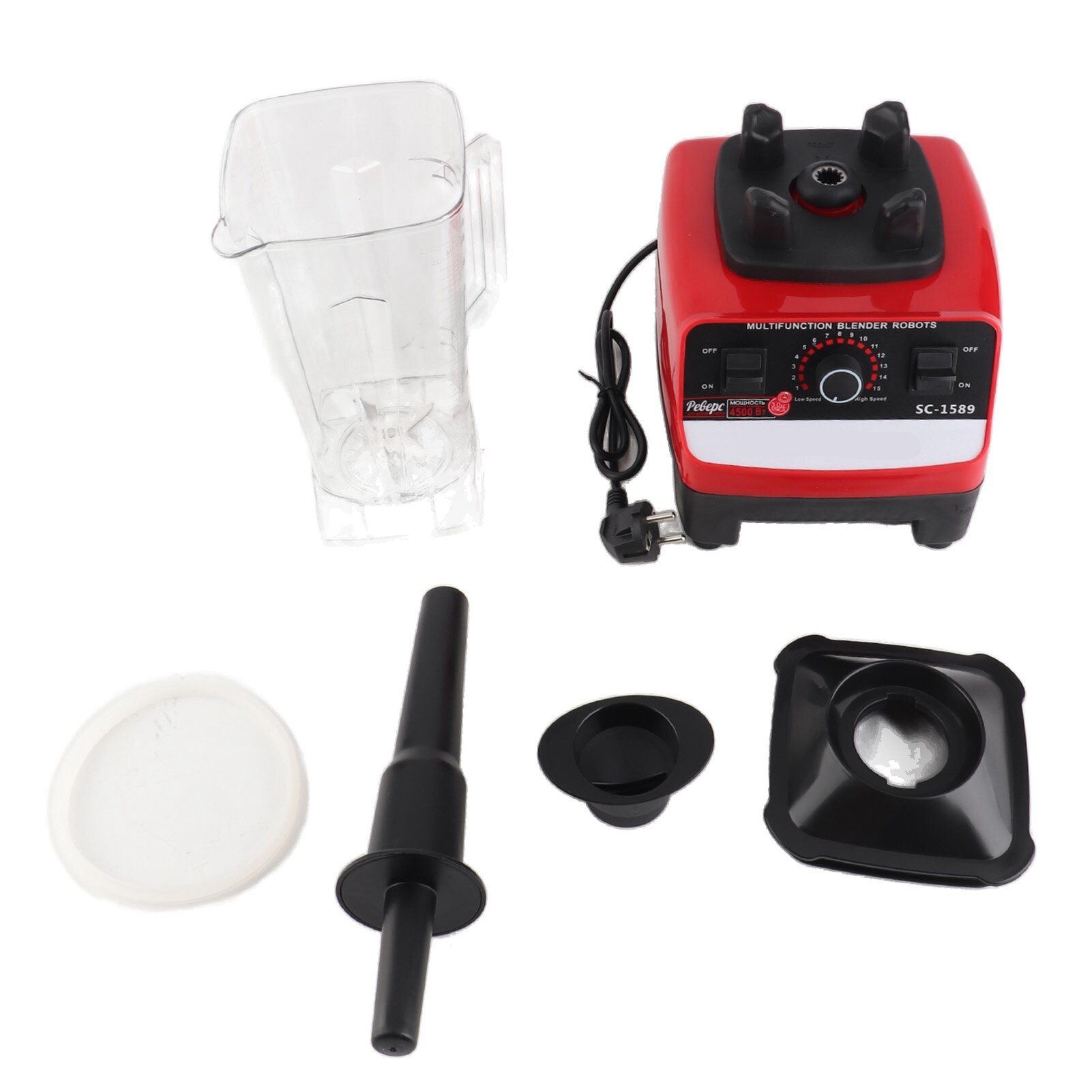 4500-ваттный настольный блендер на 2,5 литра с 15 скоростями, многофункциональный кухонный комбайн с 6 ножами из нержавеющей стали для мяса, льда и фруктов.