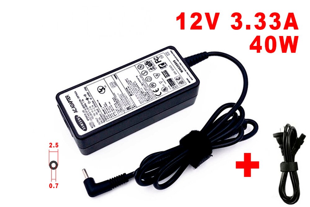 Фирменное зарядное устройство блок питания MyPads от сети для ноутбука Samsung 12V 3.33A 40W 2.5x0.7mm