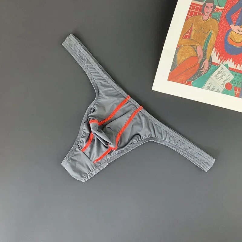 Мужские розовые нейлоновые стринги plus size Серый, XXL, серый