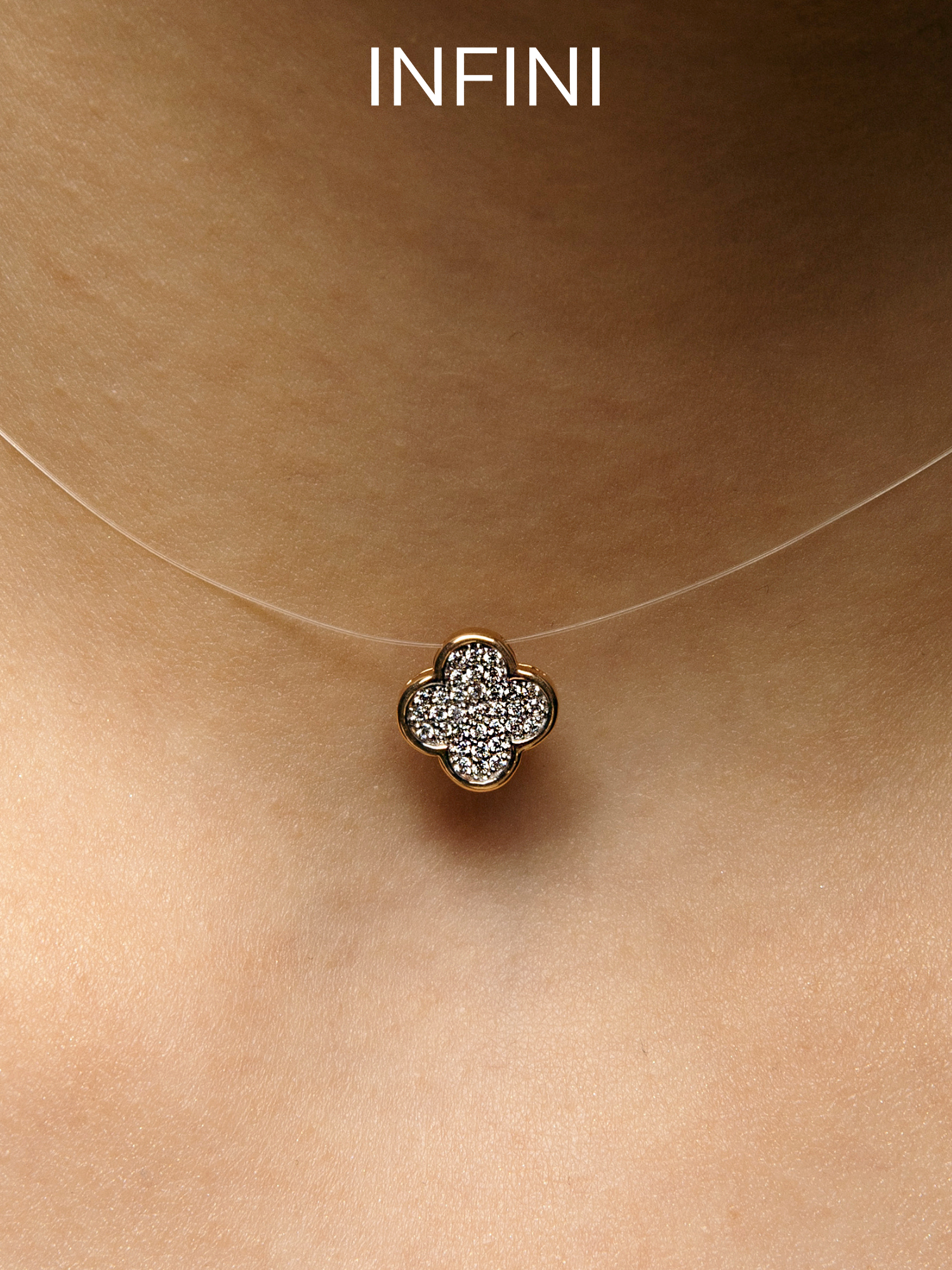 Колье, красное золото, 585 проба, фианит