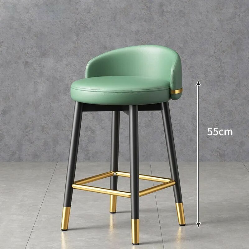 Барный стул Biquan, скандинавский стиль, искусственная кожа, салатовый, без подлокотников