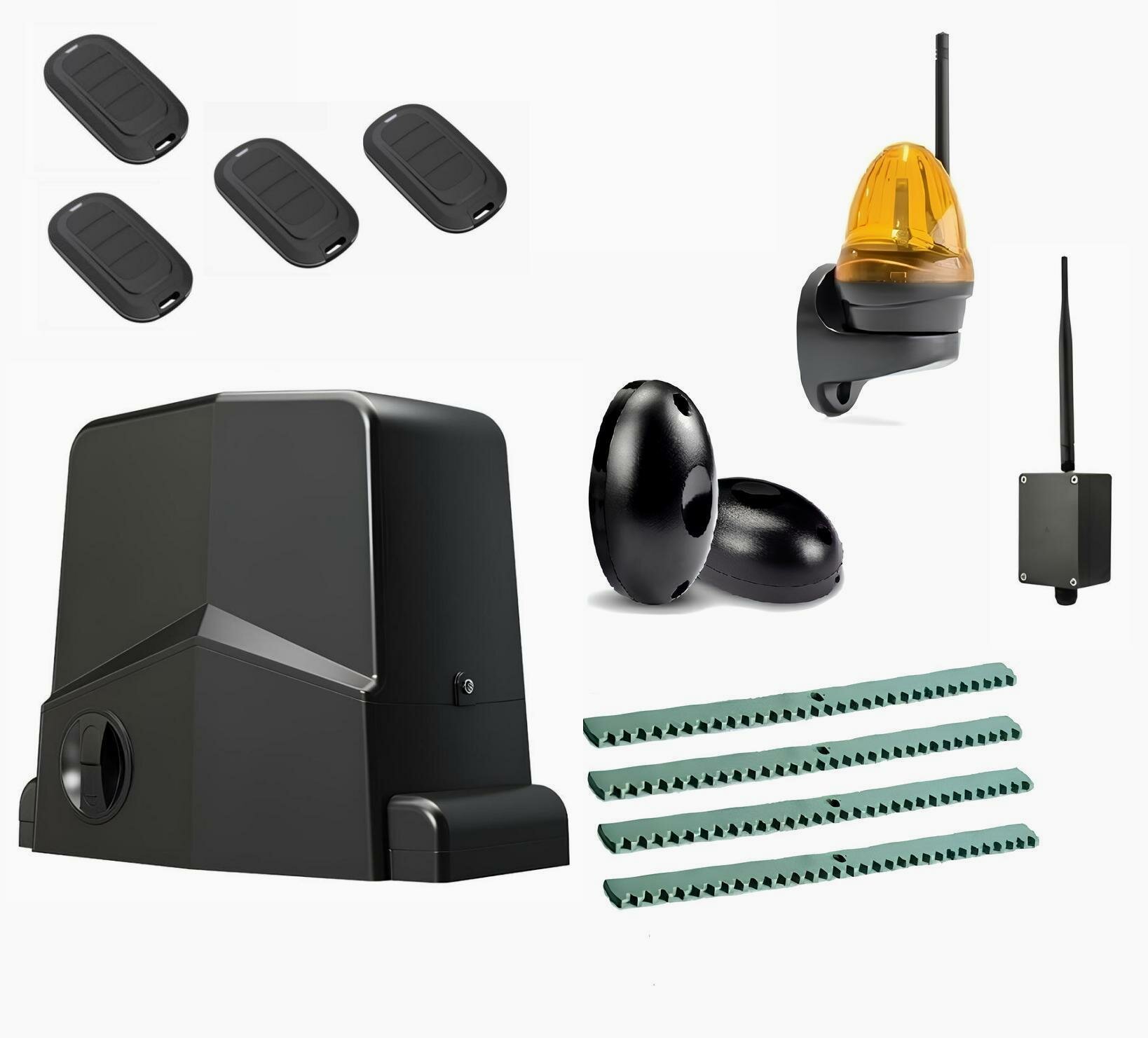 Автоматика для откатных ворот ARW-1000MKIT FULL4-K-BT-T4, комплект: привод, 4 пульта, лампа, фотоэлементы, 4 рейки, Bluetooth-модуль