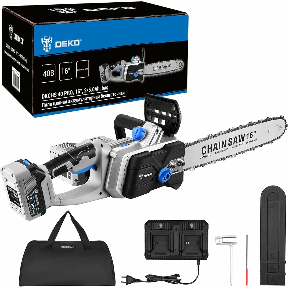 Цепная аккумуляторная пила DEKO DKCHS 40 PRO