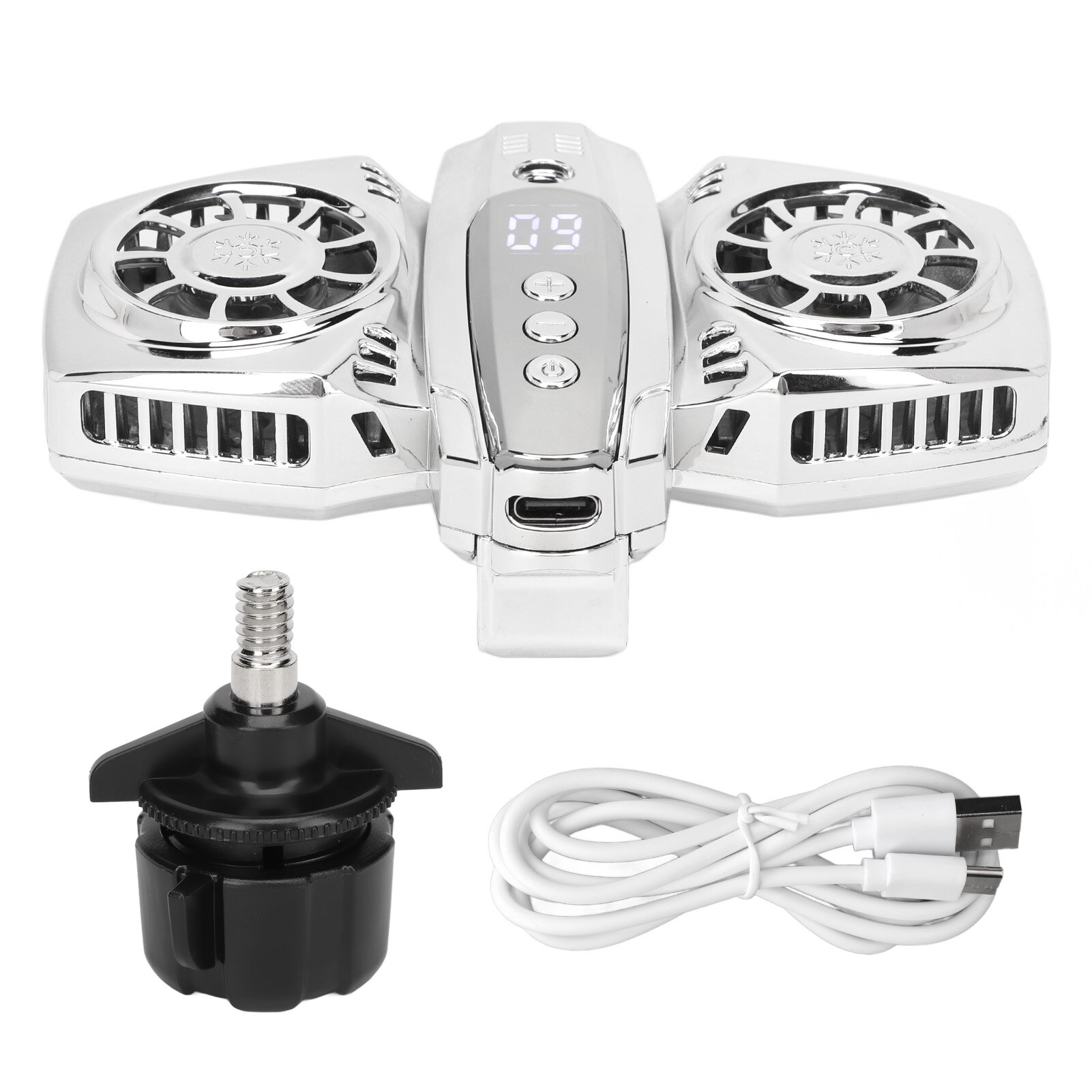 Полупроводниковый охладитель телефона с регулировкой температуры, радиатор мобильного телефона с двойным охлаждающим чипом для потоковой передачи в реальном времени, серебро