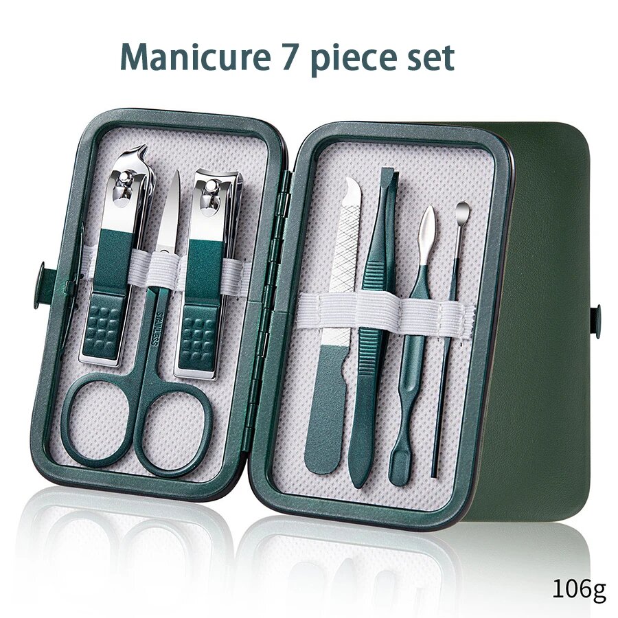 Маникюрный набор из нержавеющей стали 7-18 предметов Green 7 pcs set