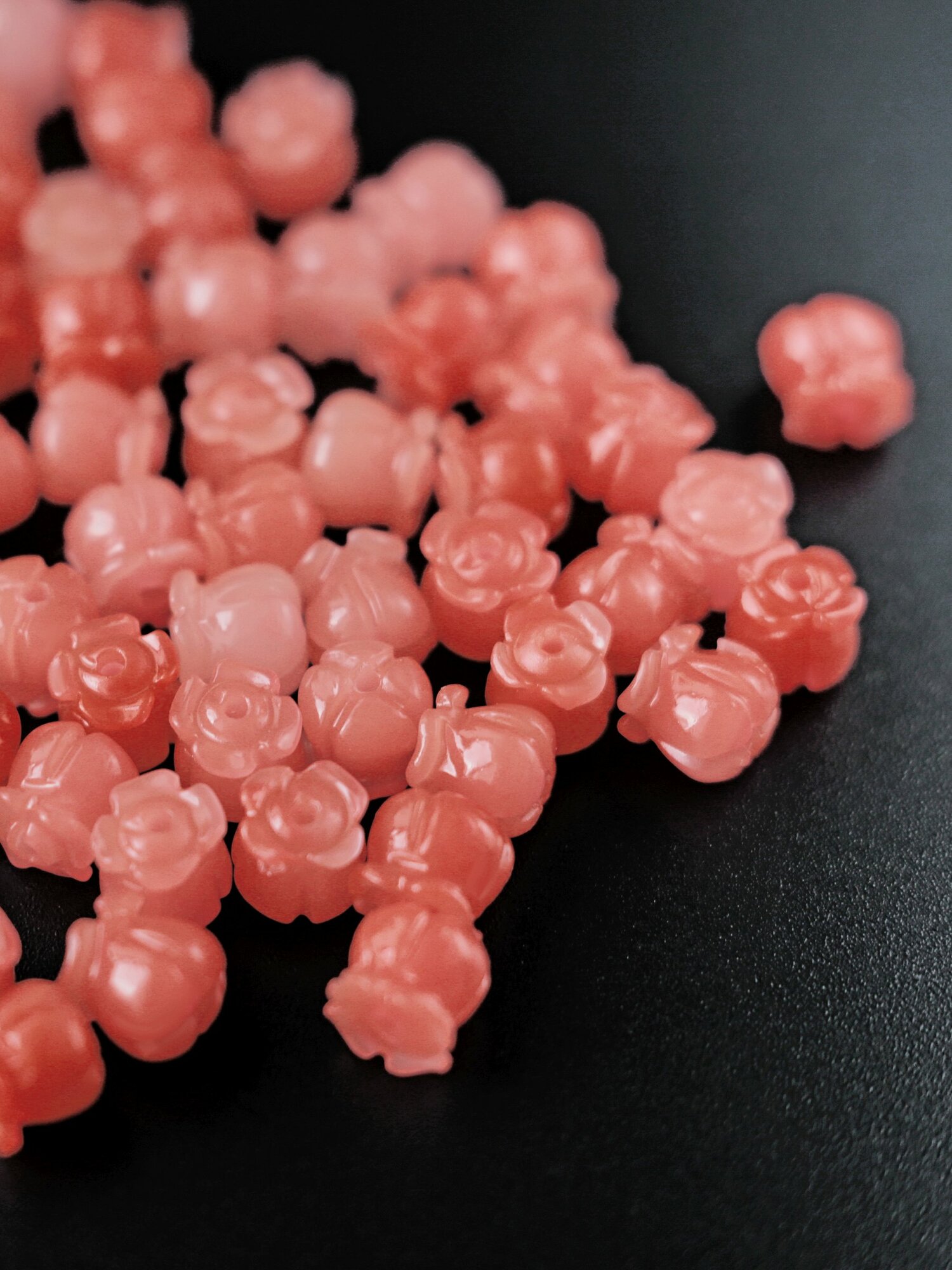 Бусины из коралла 10 шт, цветочки, 8.5x8 мм, цвет коралловый