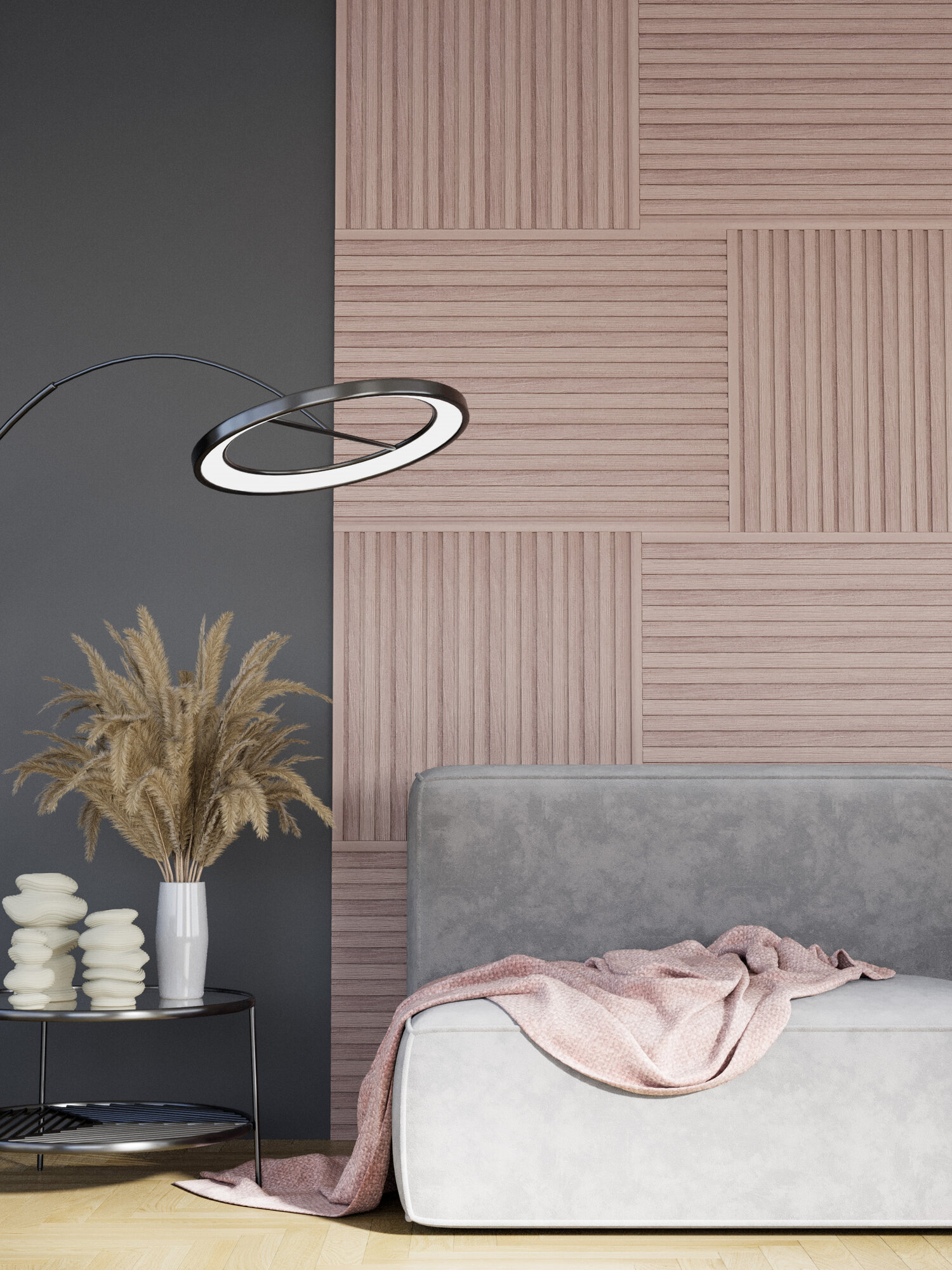 Комплект Реечной модульной стеновой панели саваш шимо темный 0.62 м2 - в комплекте 6 модульных панелей, каждая габаритом 900*116*16 мм + 1 стартовая + 1 финишная планки