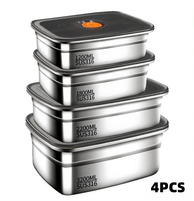 Нержавеющая сталь 316 Crisper Bento Box герметичный, пищевой прямоугольный контейнер с крышкой для дома/кемпинга/морозильной камеры