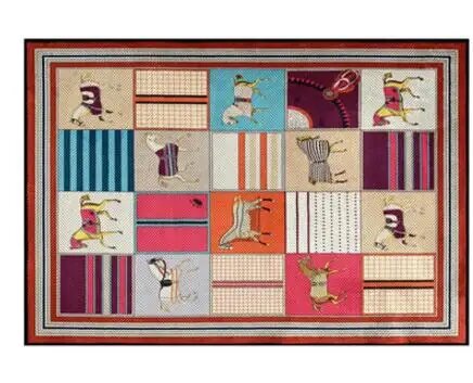 OSSUER Фланелевый ковёр с лошадью 3D печать зелёный/оранжевый, H, 60cmx90cm