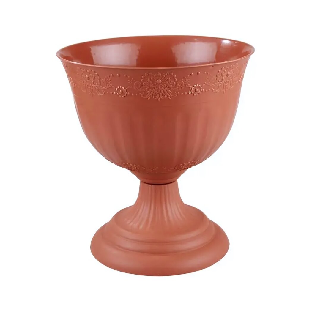 Вазон «Венеция» 10л, диаметр 330 мм, коричневый, декоративный рельеф, устойчивая ножка