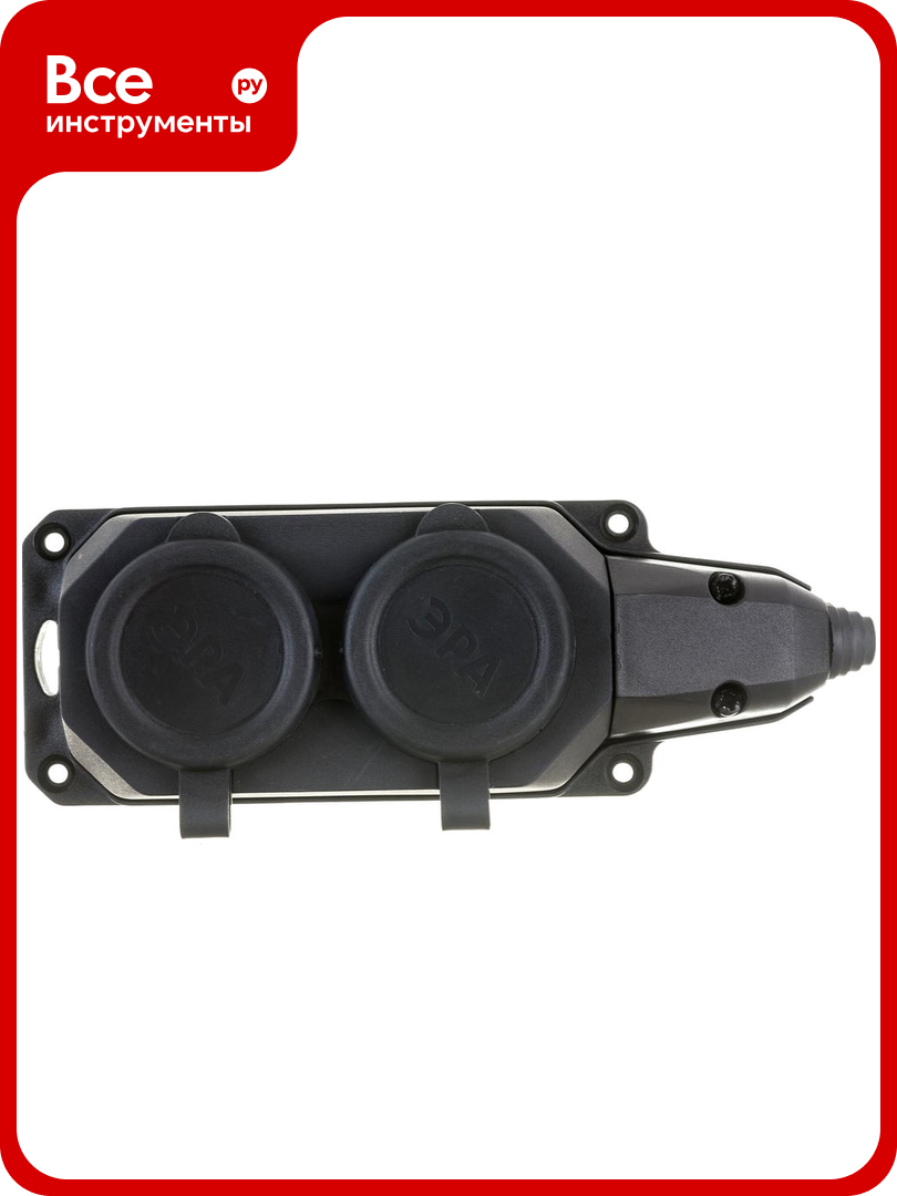 Каучуковая колодка ЭРА K-2e-B-IP44 с заземлением 2гнезда 16A IP44 черная Б0044544, черный, 0044544 в