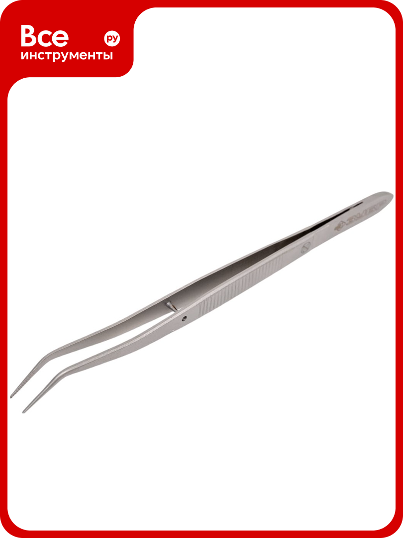 Антимагнитный пинцет ЗУБР 160 мм, изогнутый 222116, из антимагнитной нержавеющей стали