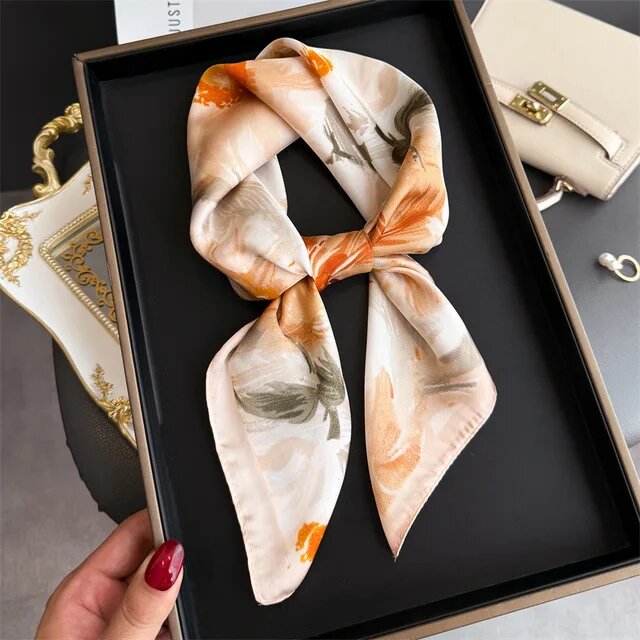 Шарф женский шелковый атласный бандана шелковые шарфы шейный платок роскошный платок магазин 70 см квадратная женская шаль хиджаб