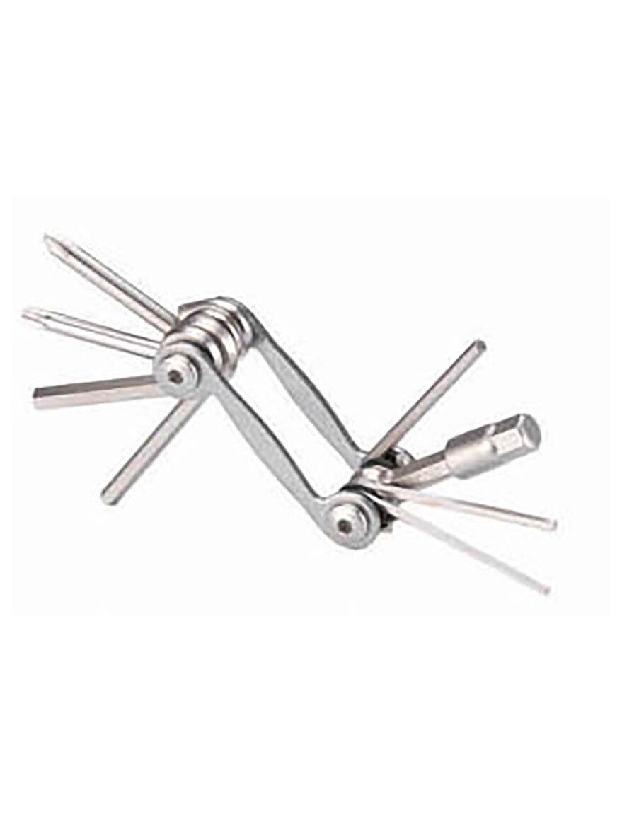 Набор универ. складной шестигран. YC-286N 2/2.5/3/4/5/6/8мм +/- отвертки, T25 серебр. BIKEHAND