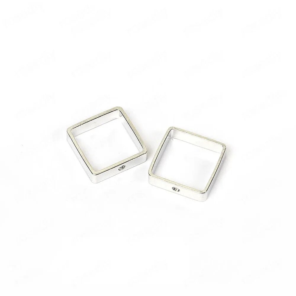 Золотые латунные квадратные соединительные подвески Rosediy 20 шт 15mm, Imitation Rhodium 1