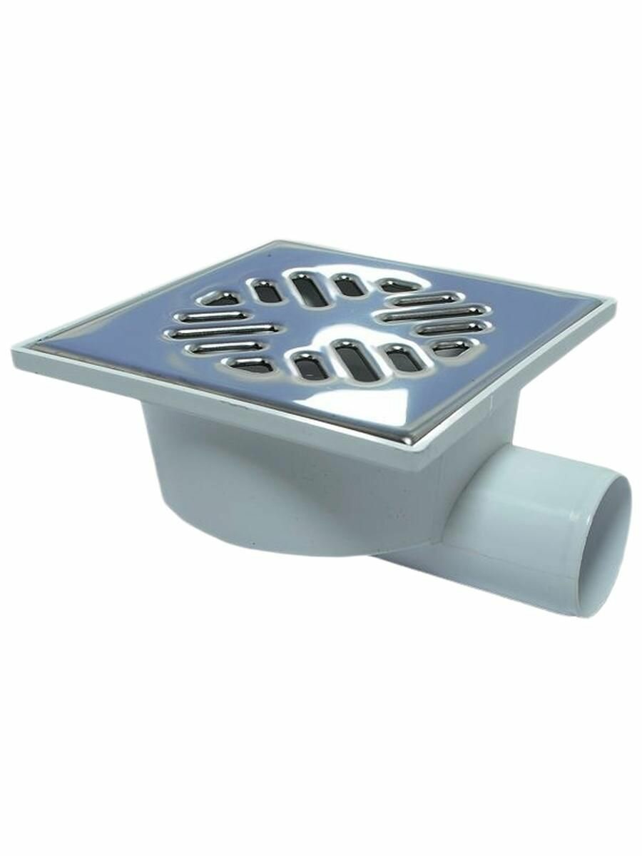 Трап горизонтальный 150х150мм с решеткой из нержавеющей стали, Татполимер