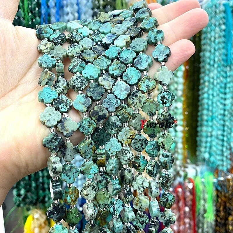 Зеленые нефритовые бусины clover YWROLE 11 мм 11mm 9-10pcs, African turquoise