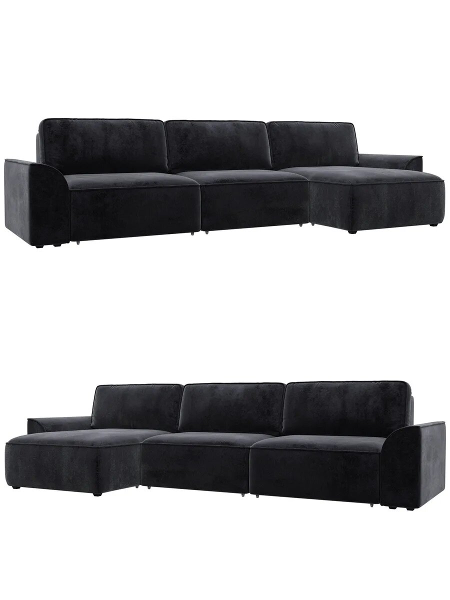 Большой угловой диван Стамбул с универсальным углом, 339x91x161 см, пружинный матрас, ящик для белья, велюр