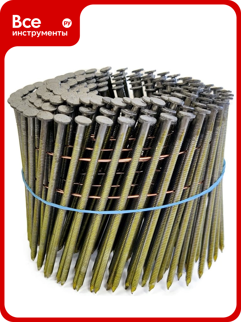 Барабанные гвозди Finka 3.1x90 BK Ring ершеные, 1600 шт. FN3190BKR, проволочным