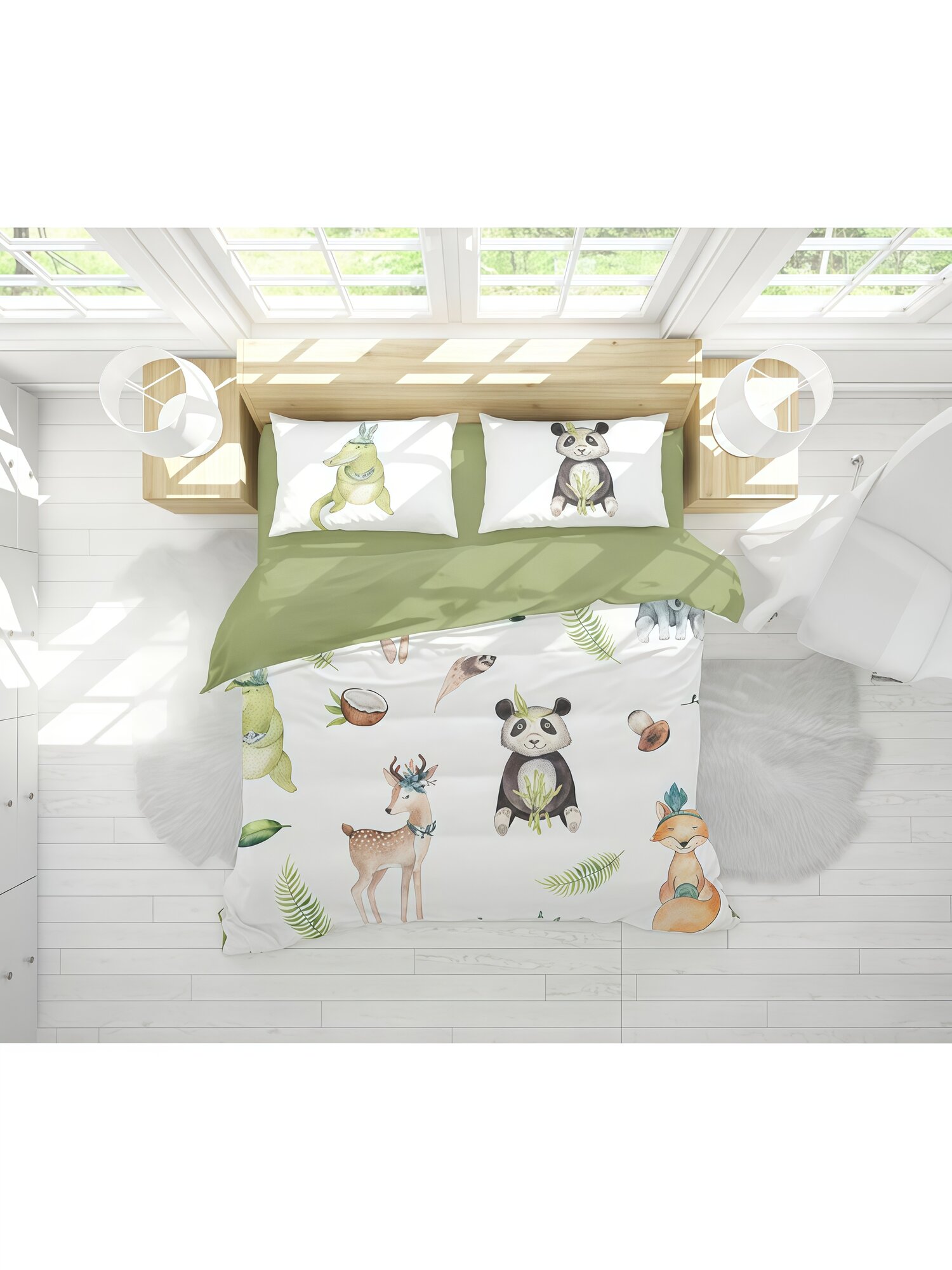 Постельное белье двуспальное детское, IRISHOME, животные, сатин-люкс