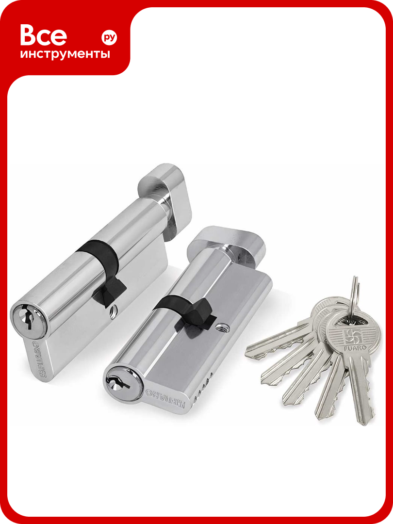 Цилиндровый механизм с вертушкой Fuaro 100 ZM 70 mm /30+10+30/ CP хром 5 кл. 37069