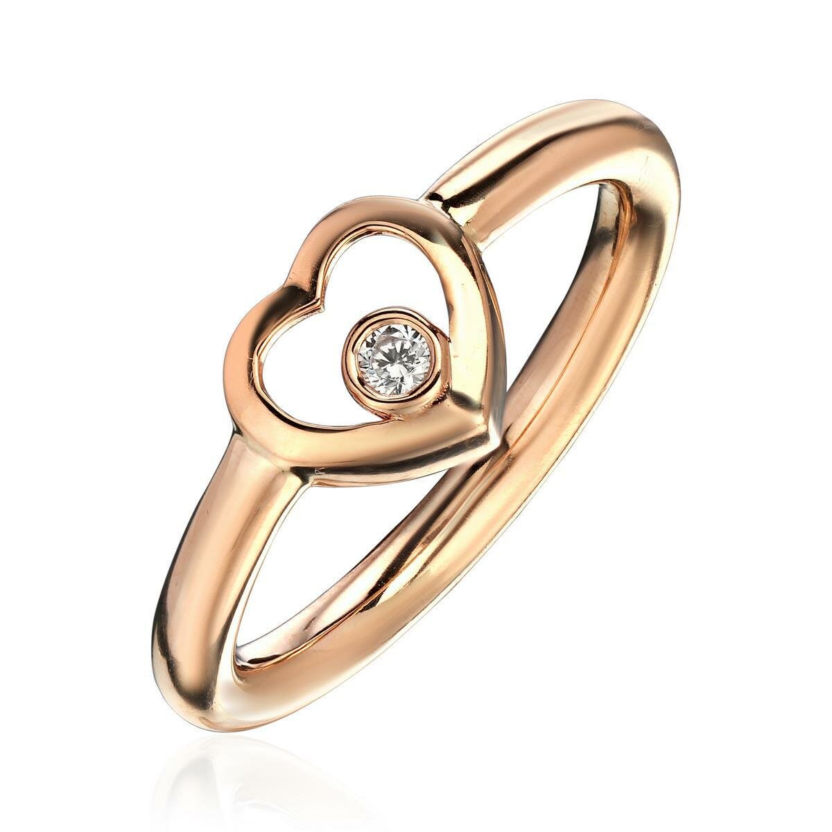 Кольцо, красное золото, 375 проба, фианит