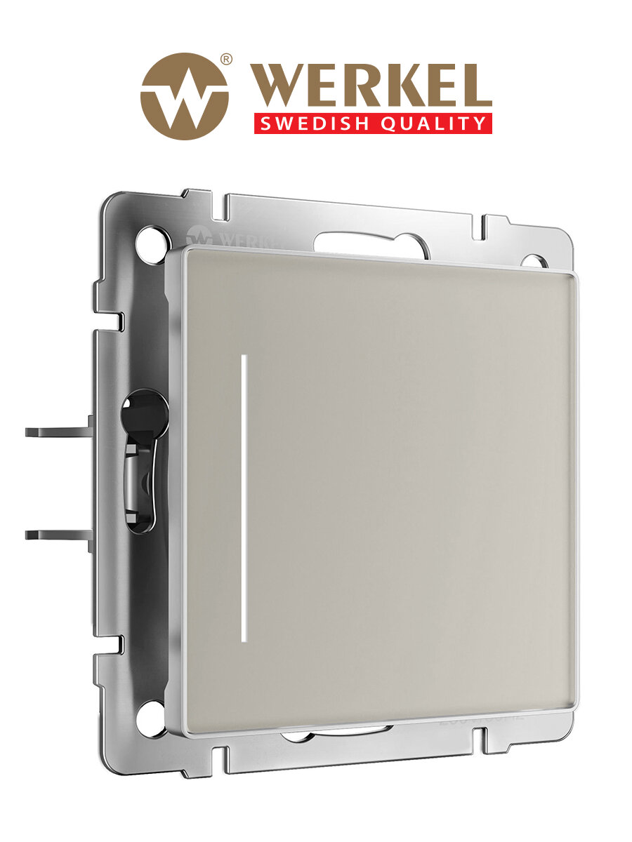 Сенсорный встраиваемый выключатель одноклавишный с подсветкой Werkel W4512014, 1000 Вт, цвет дымчатый