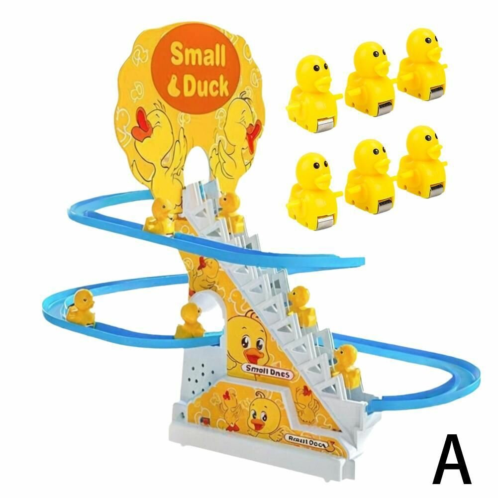 Интерактивная развивающая музыкальная игрушка для детей "Веселые утята", Настольная игра Бегающий утенок на горке, Развивашка антистресс для девочек и мальчиков, Уточки на эскалаторе