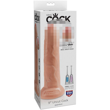 Pipedream King Cock Uncut 23 см, телесный Фаллоимитатор с подвижной крайней плотью на присоске