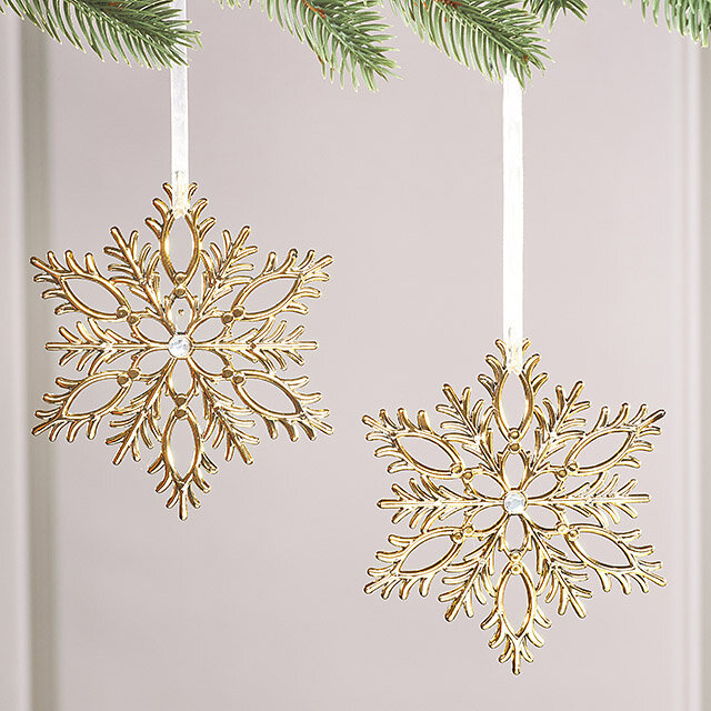 Набор елочных игрушек Снежинки Tiaki 13 см золотые, 2 шт, Winter Deco, 1000422