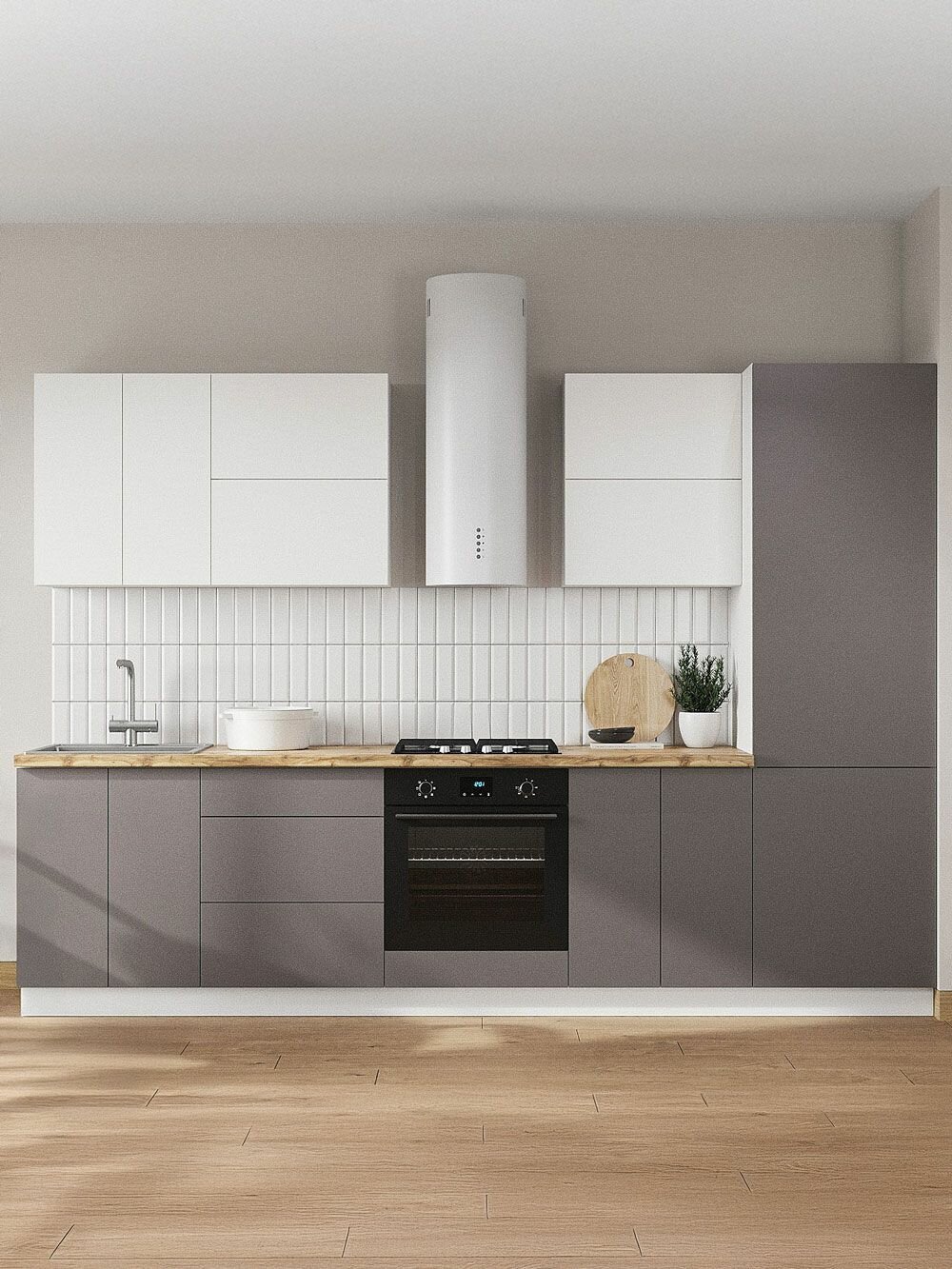 Кухонный гарнитур Тандем 3 м, мебель для дома и кухни, Белый / Бланж / Грей