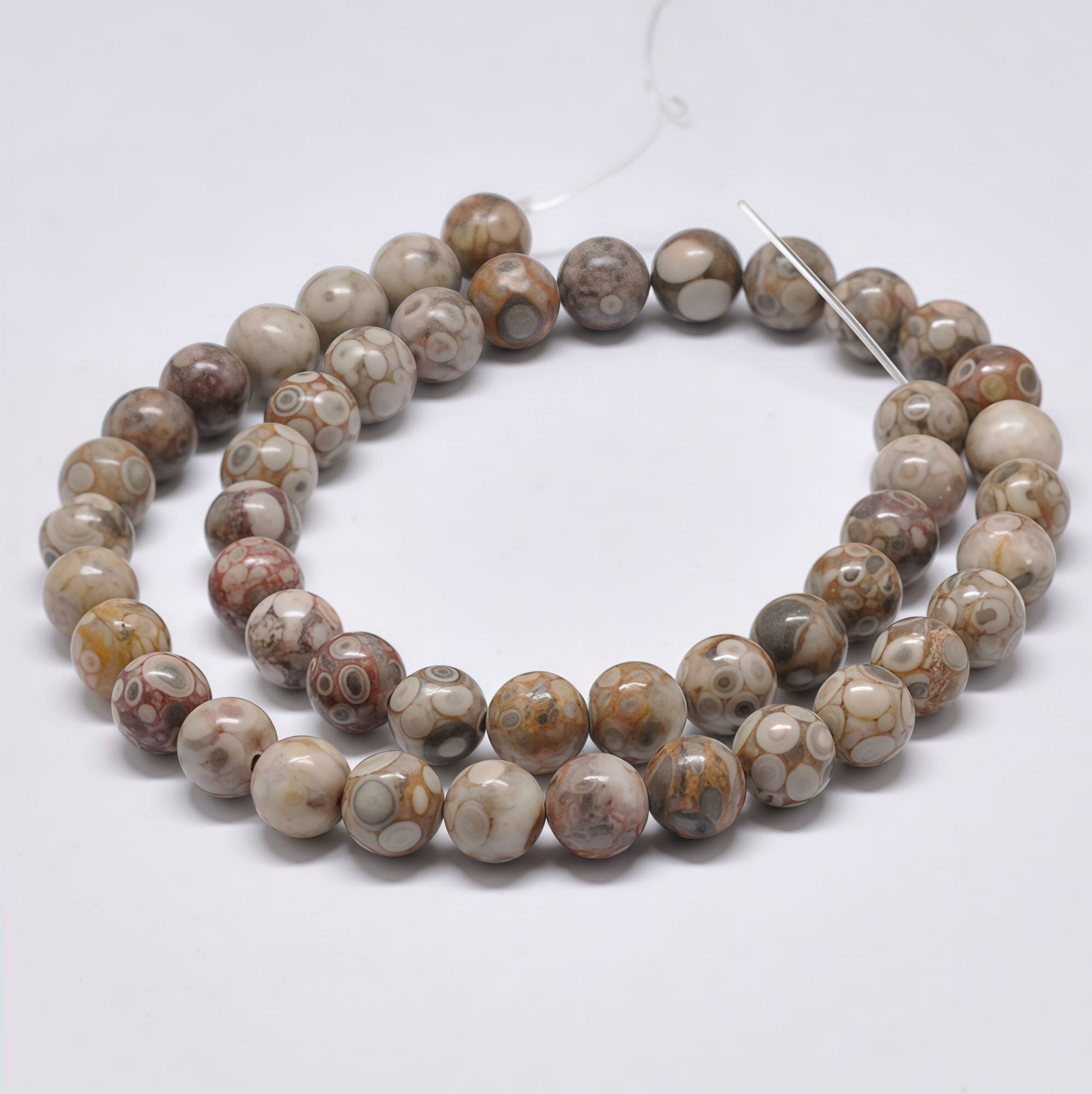 Бусины каменные, майфан, 10мм, 36 шт, низка