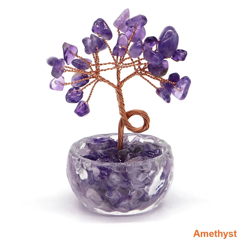 Хрустальное денежное дерево из натуральных камней Фиолетовый, 1PC, Amethyst