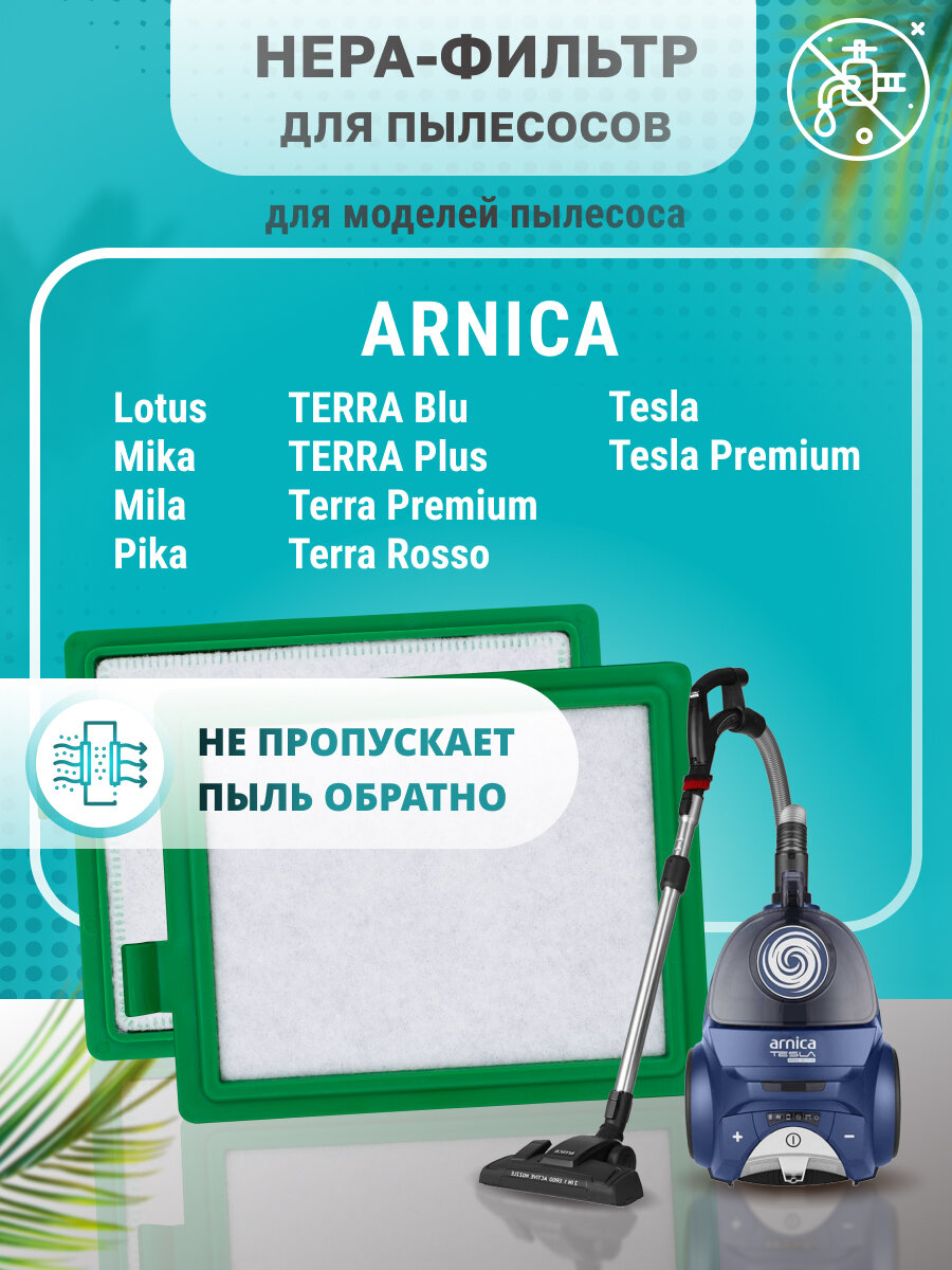 HEPA фильтр PRO для пылесоса Arnica Tesla, Pika, Mila, Vesta, Lotus, Mika, арт. BFZ1 - выходной