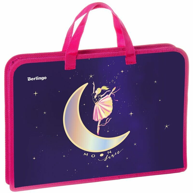 Папка с ручками 1 отделение, А4 Berlingo Moon dance" 340*245*40мм, пластик, на молнии, PTA44036