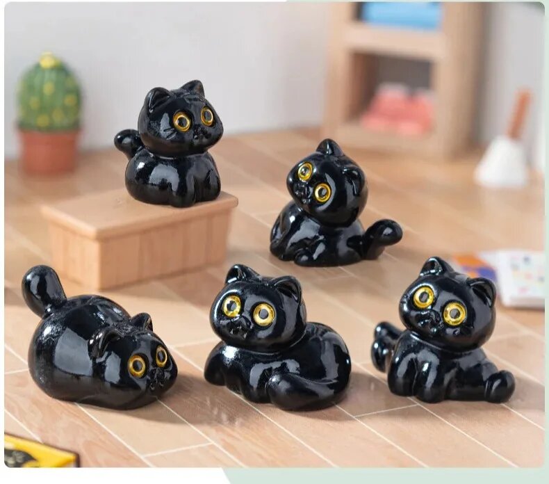 Мини-фигурки кошек черные, 15шт, резина, Color: 15PCs Random