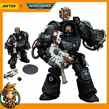 Аниме фигурки Warhammer 40000 JOYTOY 1/18 Iron Hands Captain in Terminator Armour Подарки в виде коллекционных моделей