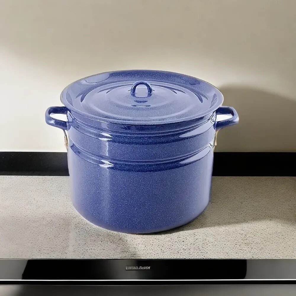 Кастрюля эмалированная, для всех видов плит, 12л, синяя с зерном