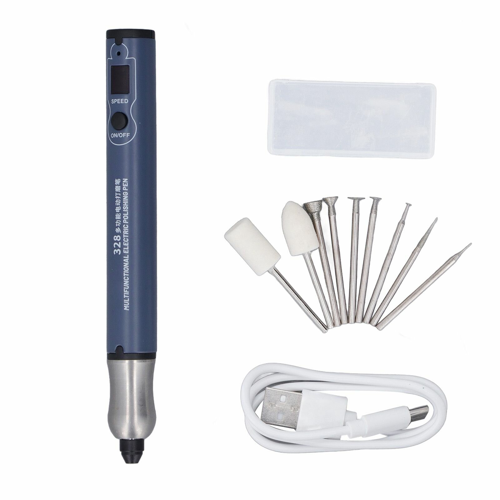 Гравер с LED дисплеем, 3 скорости, 9 насадок