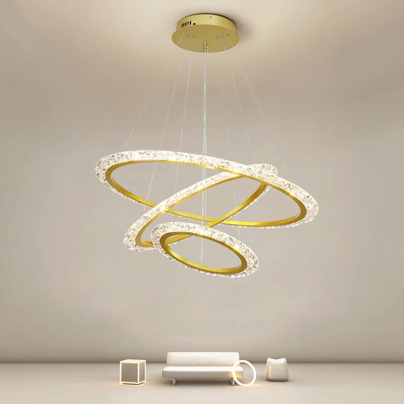 Подвесной светильник KAGU белый алюминий+железо Golden, Brightnes Dimmable, 3Rings-40x60x80cm