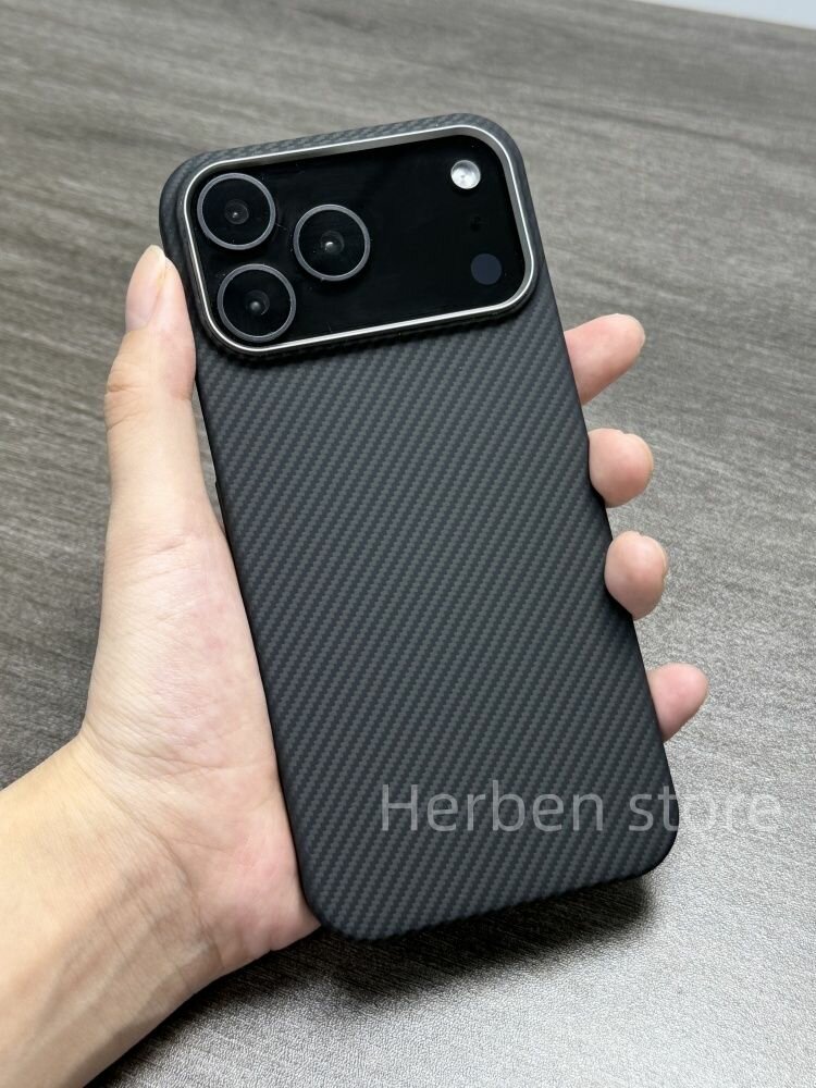 Кевларовый чехол для apple iphone 17 pro max, Ультратонкий защитный чехол из настоящего углеродного волокна