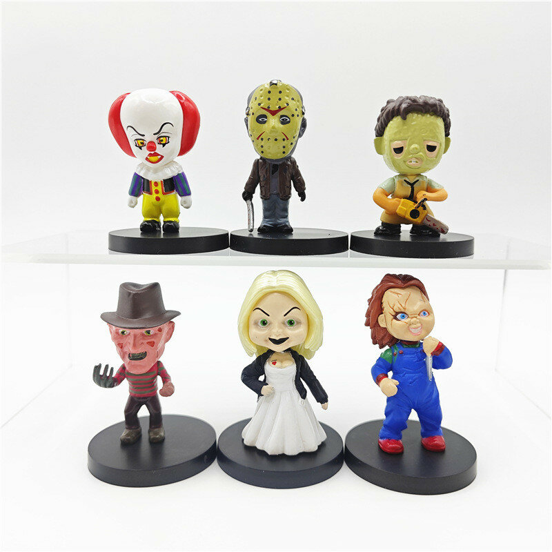 Реалистичная фигурка персонажей horror-фильмов из ПВХ: Джейсон и куклы-клоуны Фредди для Хэллоуина