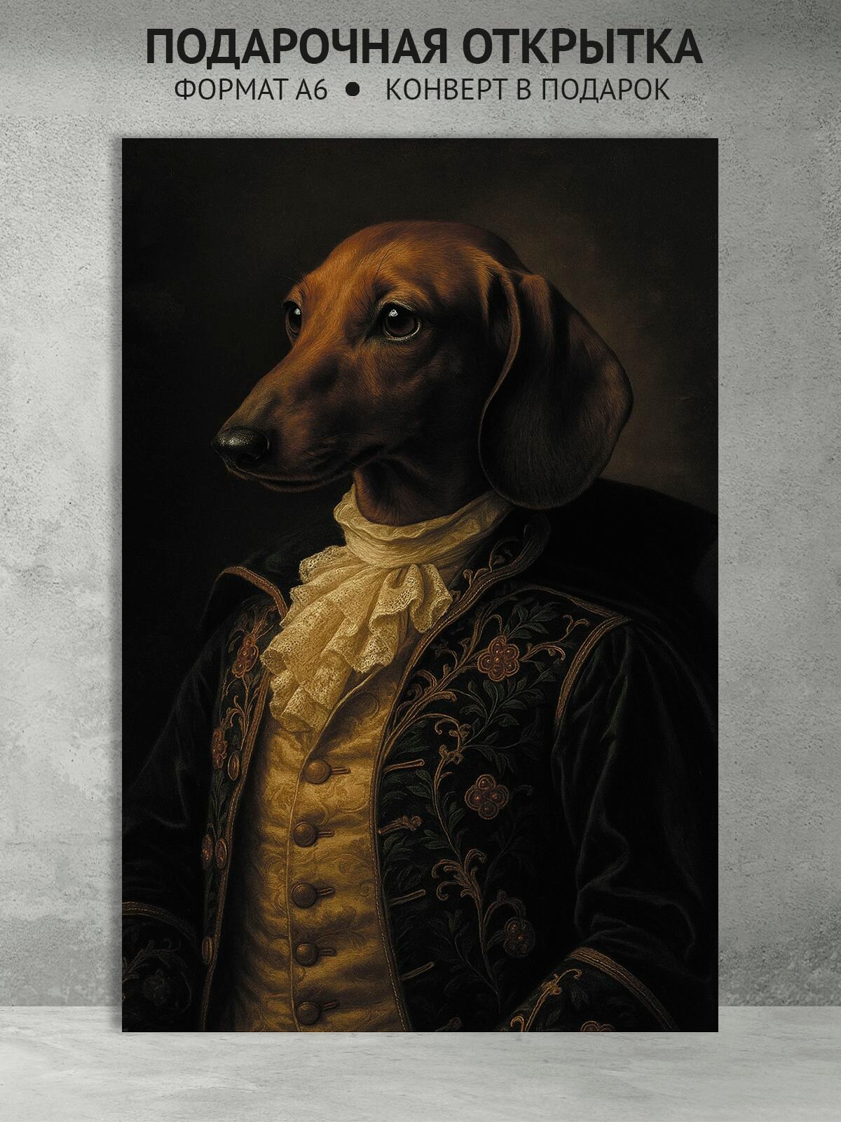 Подарочная открытка с днем рождения, коллекционная открытка с уникальной иллюстрацией "Такса", с юбилеем, без повода