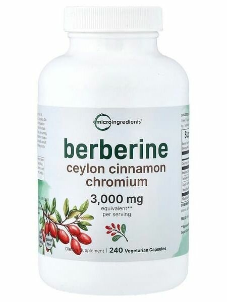 Берберин, 240 вегетарианских капсул, Micro Ingredients