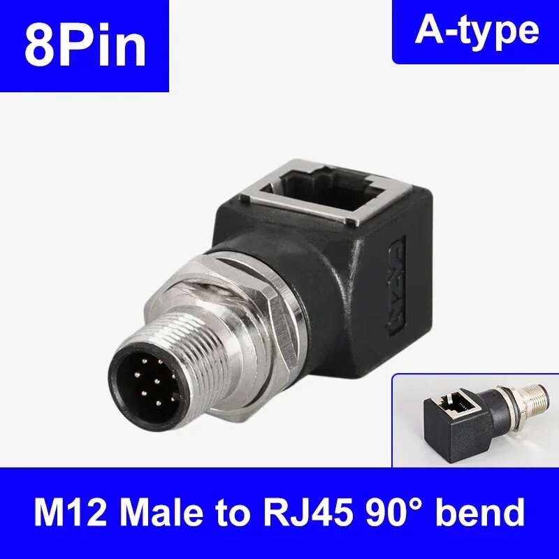 DIVEDEER M12 4Pin D code/8Pin A coding to RJ45 connector 8P Male to RJ45-B