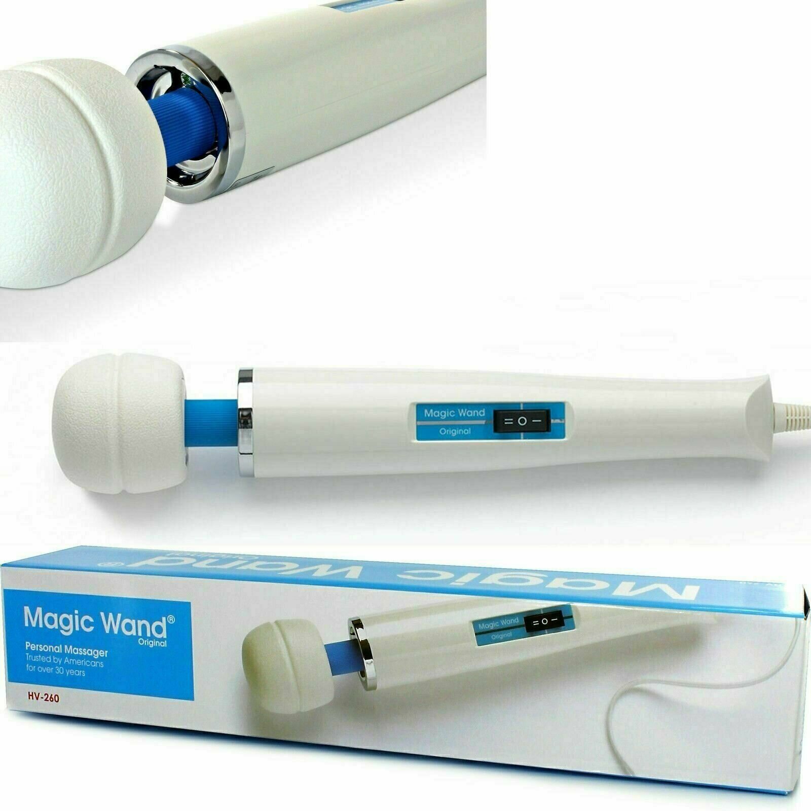 Вибромассажер Magic Wand Original HV-250, силикон/пластик, белый, 32см ZZ