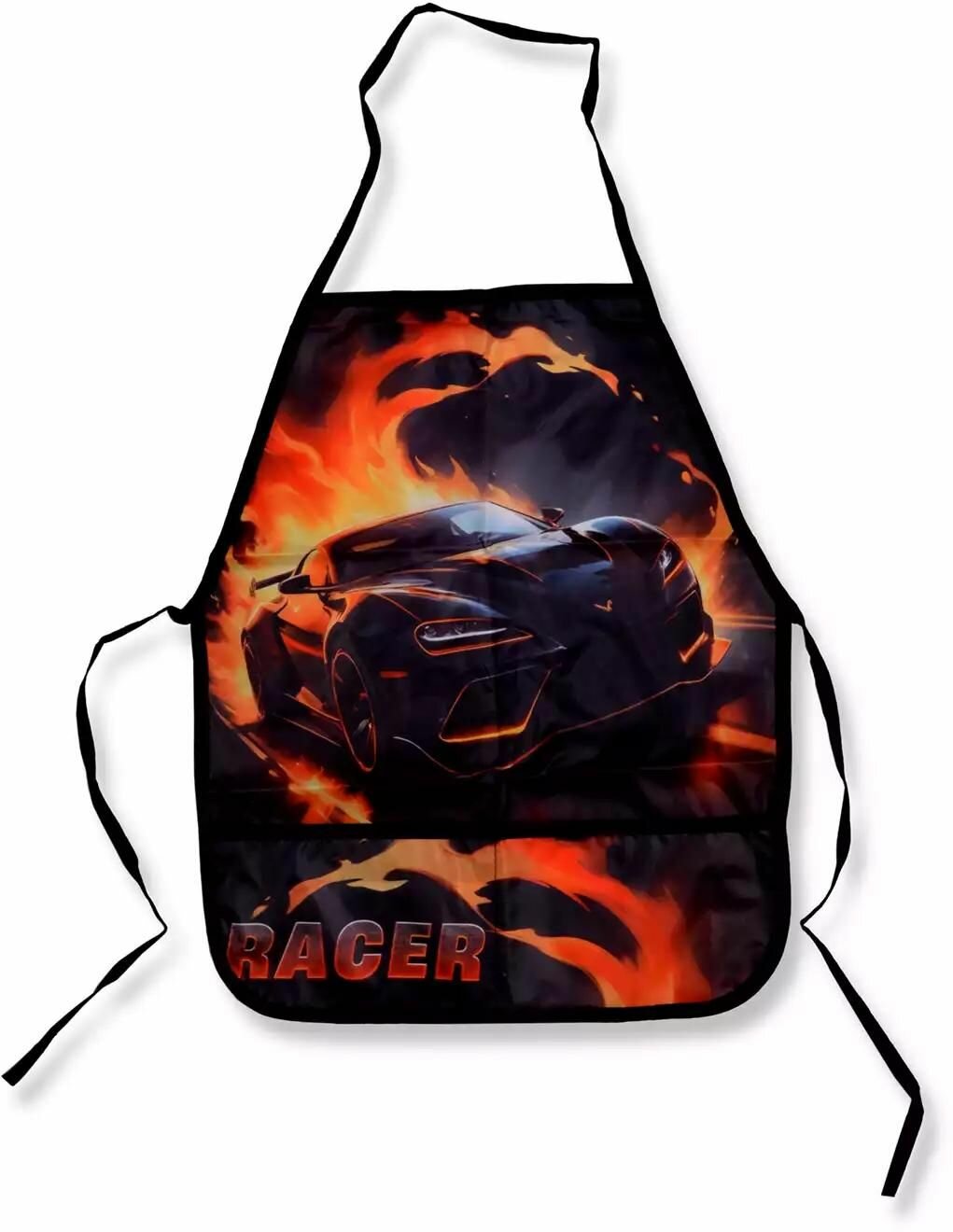 Фартук для труда КНР детский "Racer" с карманом, черный