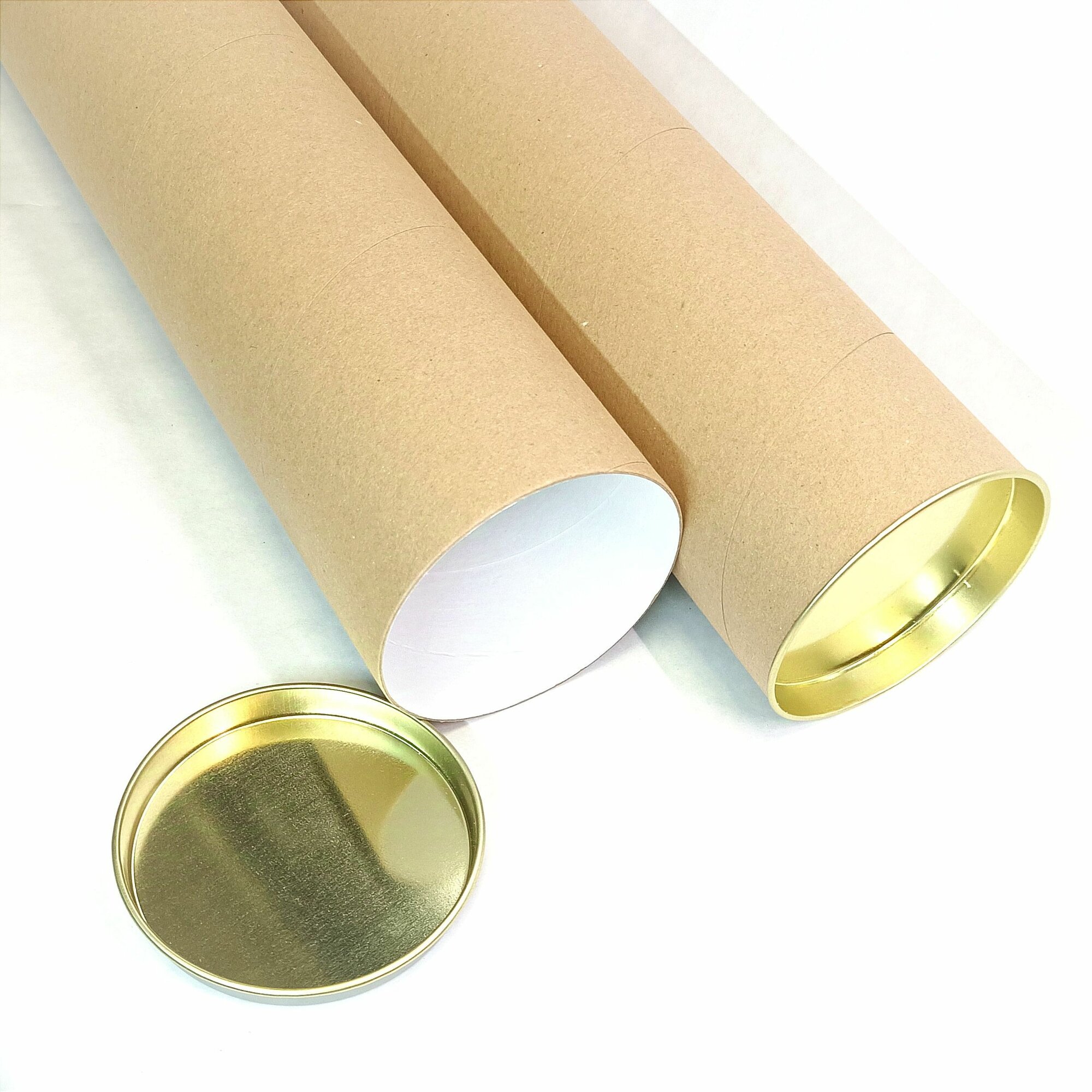 Тубус картонный с металлическими крышками D66х700 мм (внутри 66х680 мм), 12 шт.