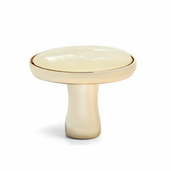 Ручка-кнопка РК103, d=33 мм, пластик, цвет золото, форма: круглая