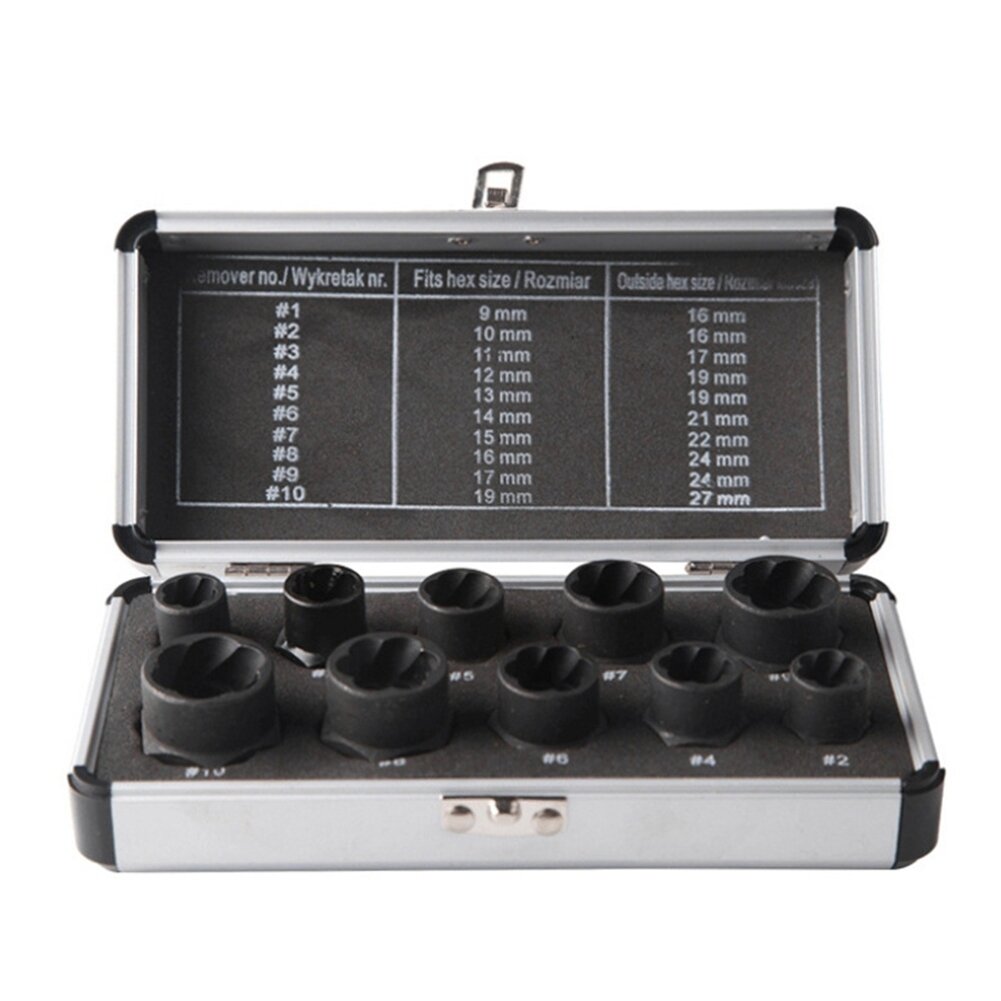 Набор из 10 инструментов для удаления поврежденных гаек и болтов 9-19 мм экстрактор